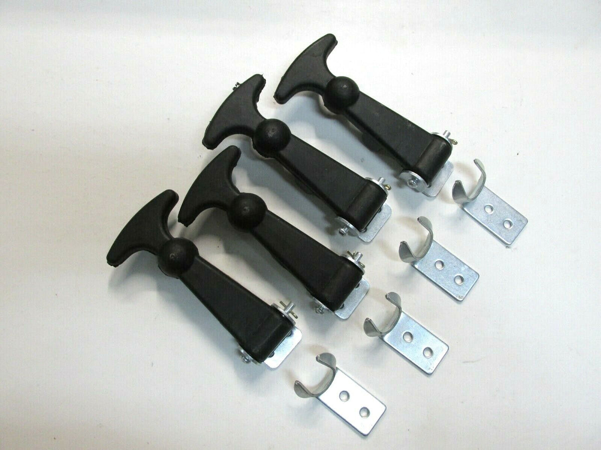 (4) Hold Down Hood Latch Kit Black Rubber Plated Steel with Easy Grip ...