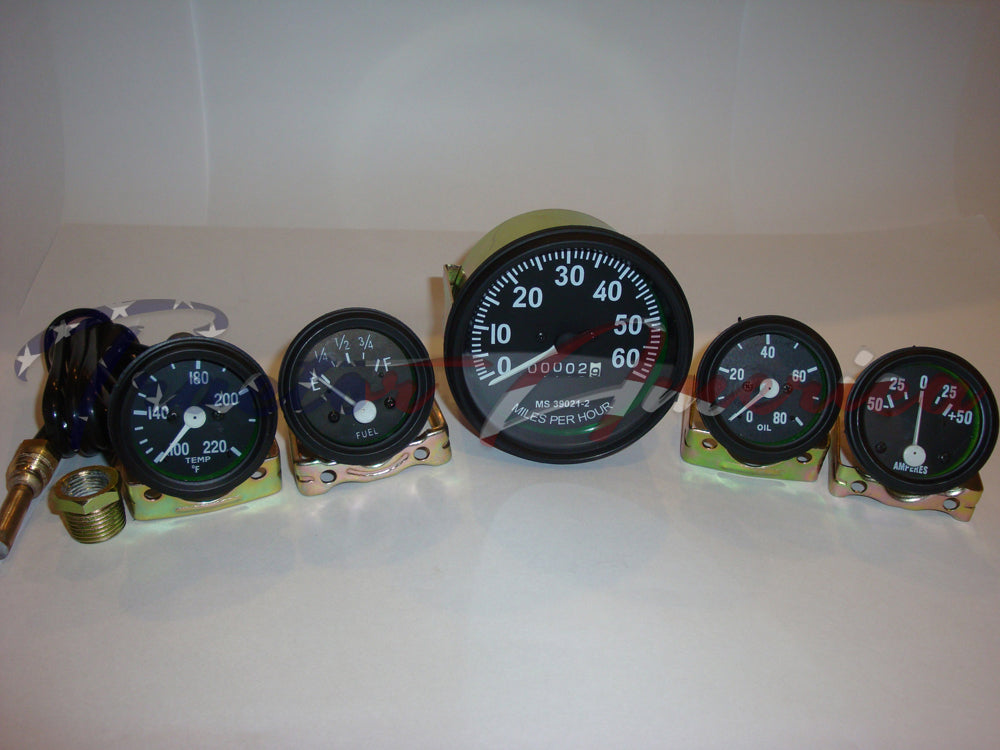 Speedometer Temp Oil Fuel Amp Gauge Set will fit Willys MB Jeep Ford C ...